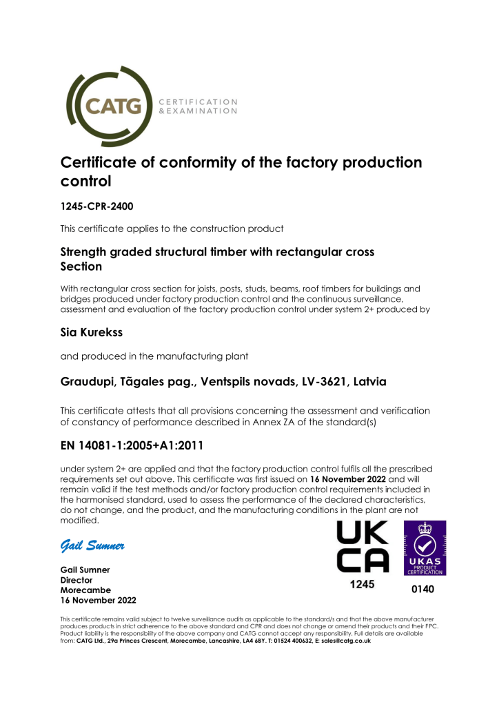 Kurekss | UKCA Construction timber certificate